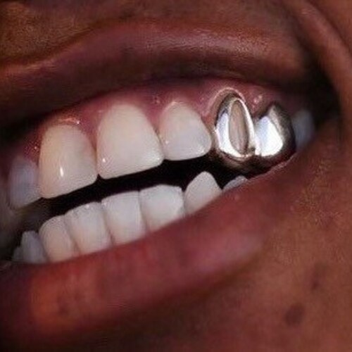 Double Tooth Caps Grillz With Iced Out Diamond Window UK - Etsy