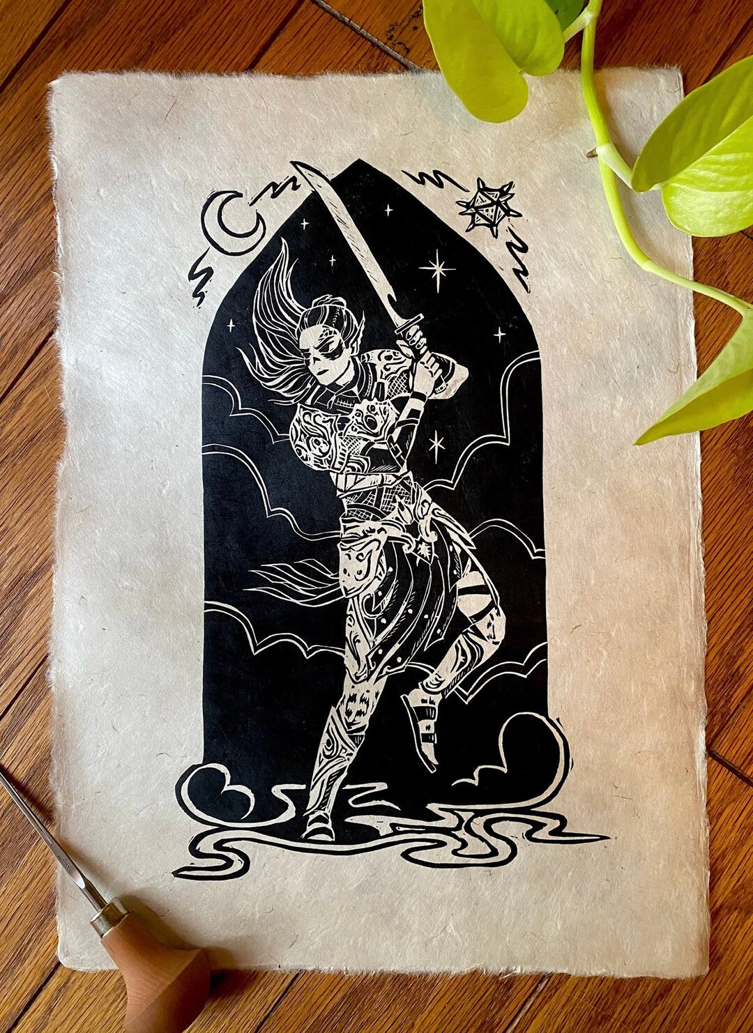 Original Linocut Print of Lae’zel From Baldur's Gate 3 - Etsy