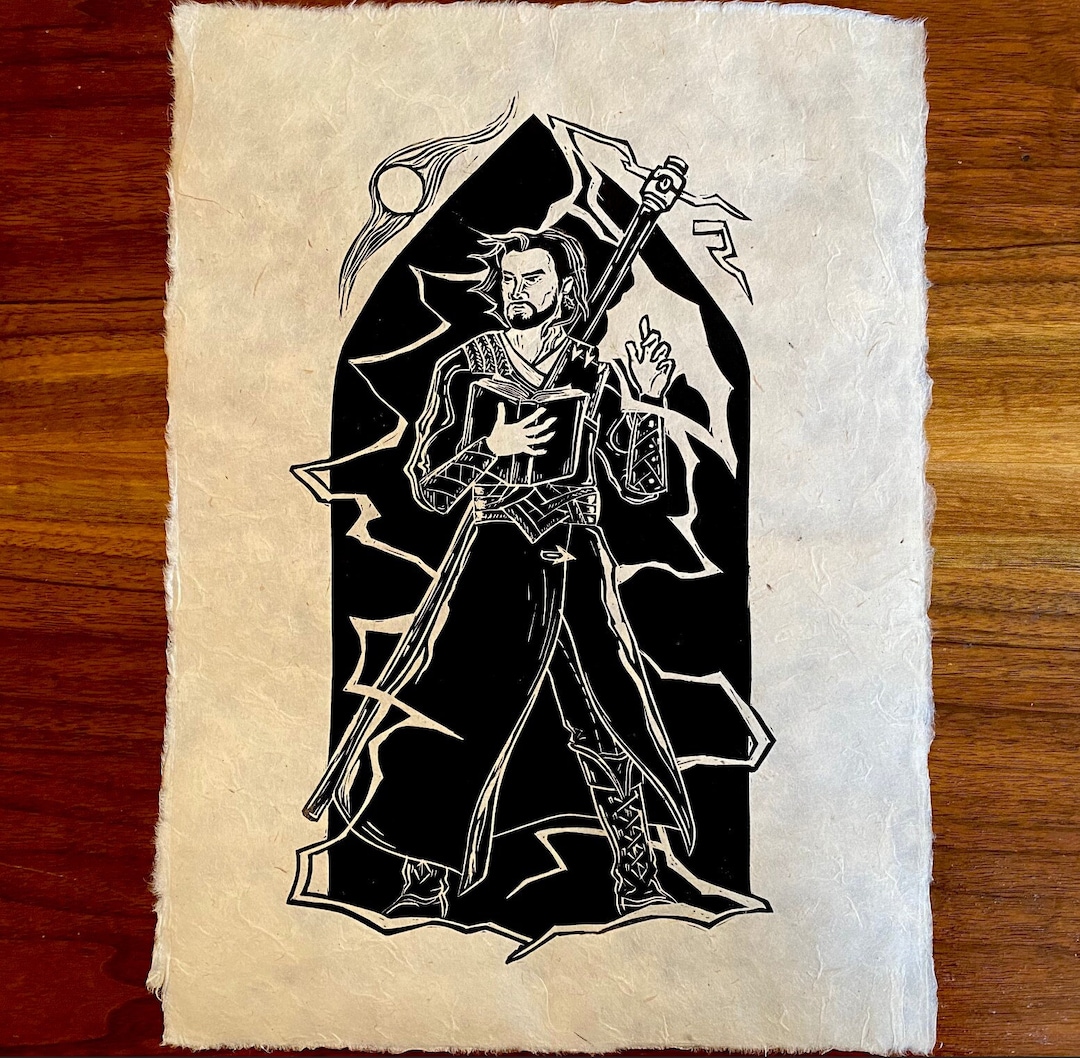 Original Linocut Print of Gale From Baldur's Gate 3 - Etsy