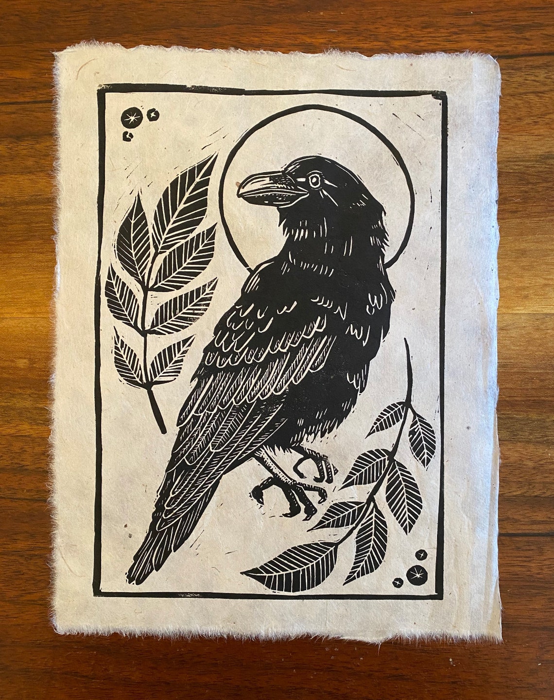 Raven and Ash - Original Linocut Print - Etsy