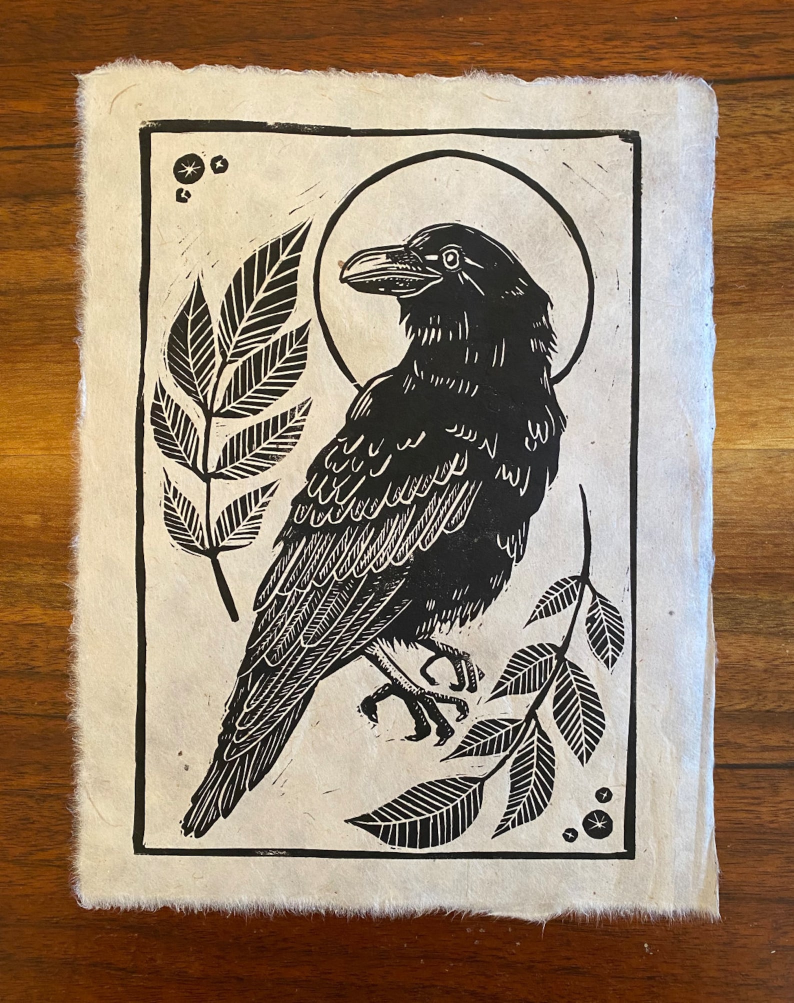 Raven and Ash - Original Linocut Print - Etsy