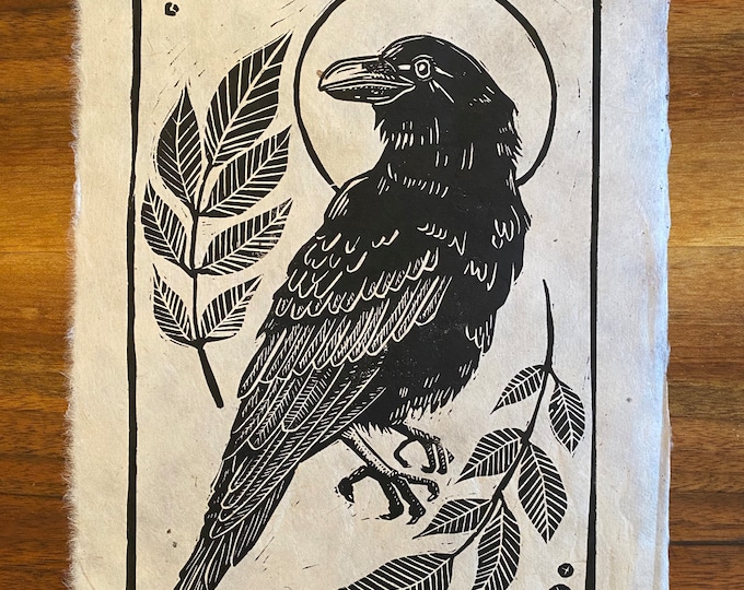 Raven and Ash - Original Linocut Print - Etsy