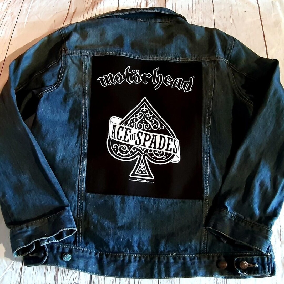 Reworked Denim Jacket With Motorhead on Back Size Biker Jacket Heavy ...
