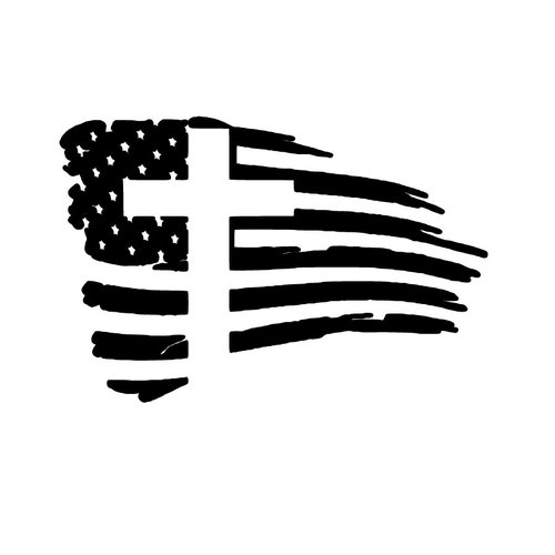 AMERICAN FLAG TATTERED With Cross Decal. Free Shipping. - Etsy
