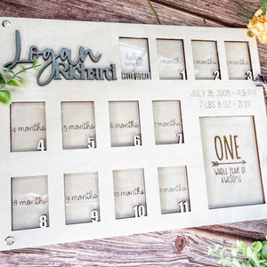 LARGE Baby Birth Through One Year Monthly Photo Picture Frame - Etsy