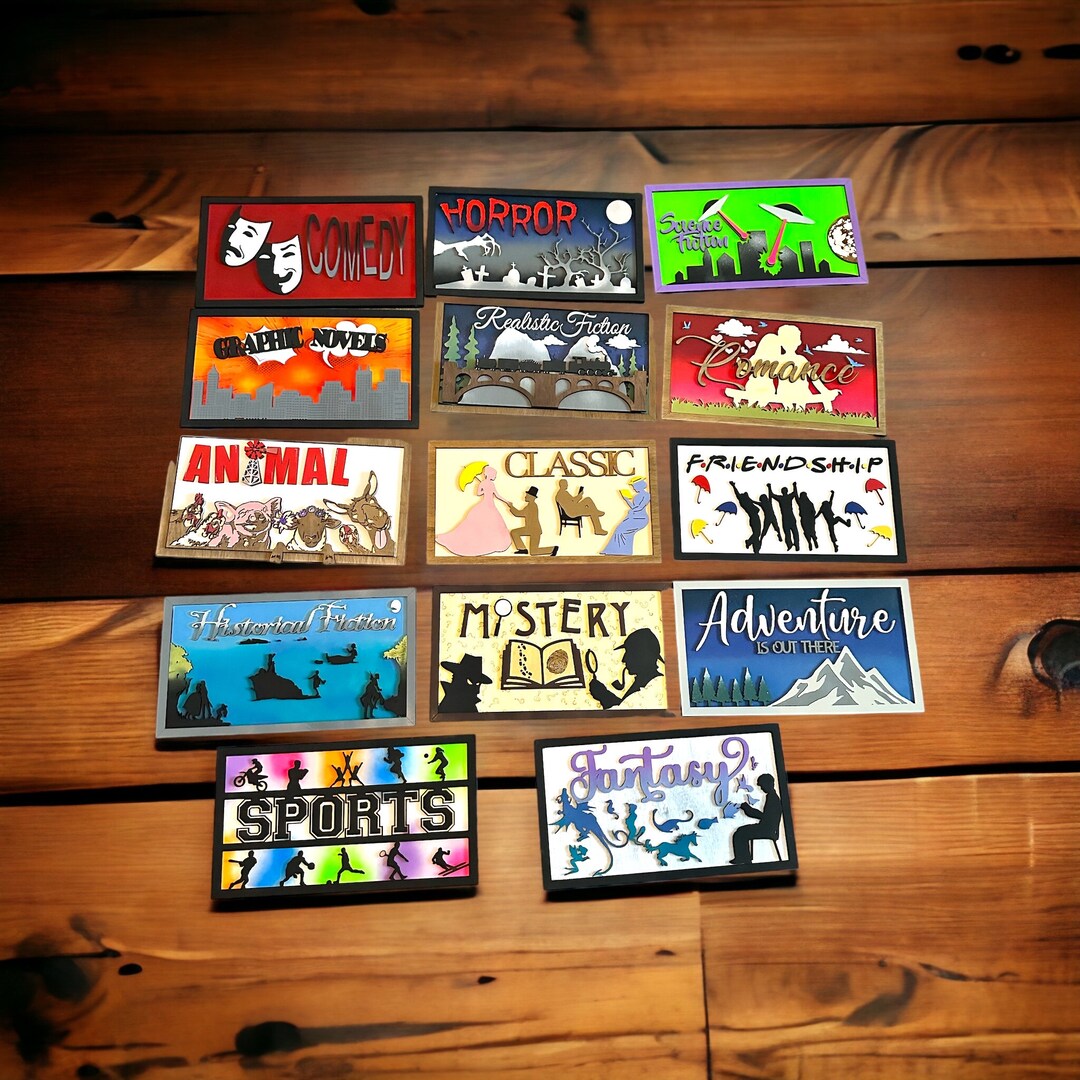 Library Genre Signs Book Theme Signs Wall Art - Etsy