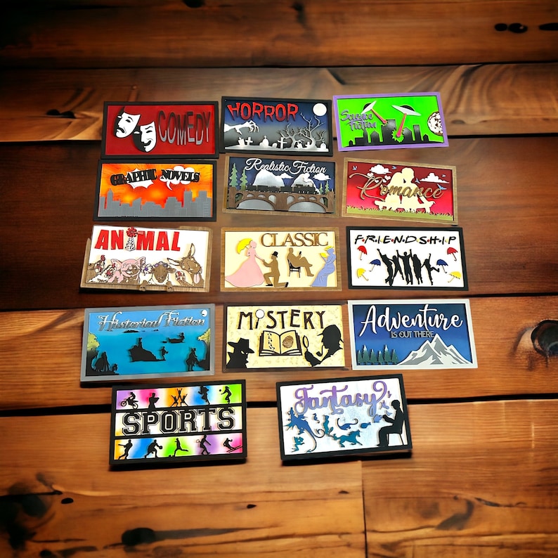 Library Genre Signs Book Theme Signs Wall Art - Etsy