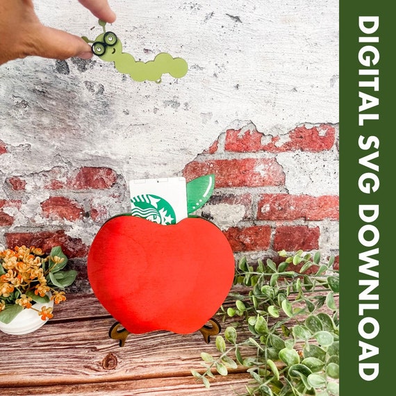 Gift Card Holder for Teachers Apple and Worm Digital SVG - Etsy