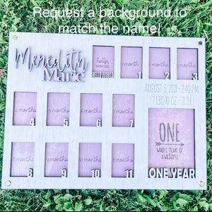 LARGE Baby Birth Through One Year Monthly Photo Picture Frame - Etsy
