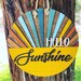Hello Sunshine Retro Rays Door Sign - Etsy
