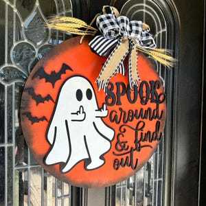 Halloween Spook Around and Find Out Round Door Sign - Etsy