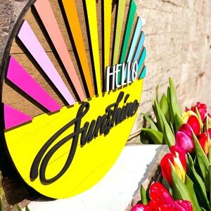 Hello Sunshine Retro Rays Door Sign - Etsy