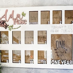 LARGE Baby Birth Through One Year Monthly Photo Picture Frame Gift - Etsy