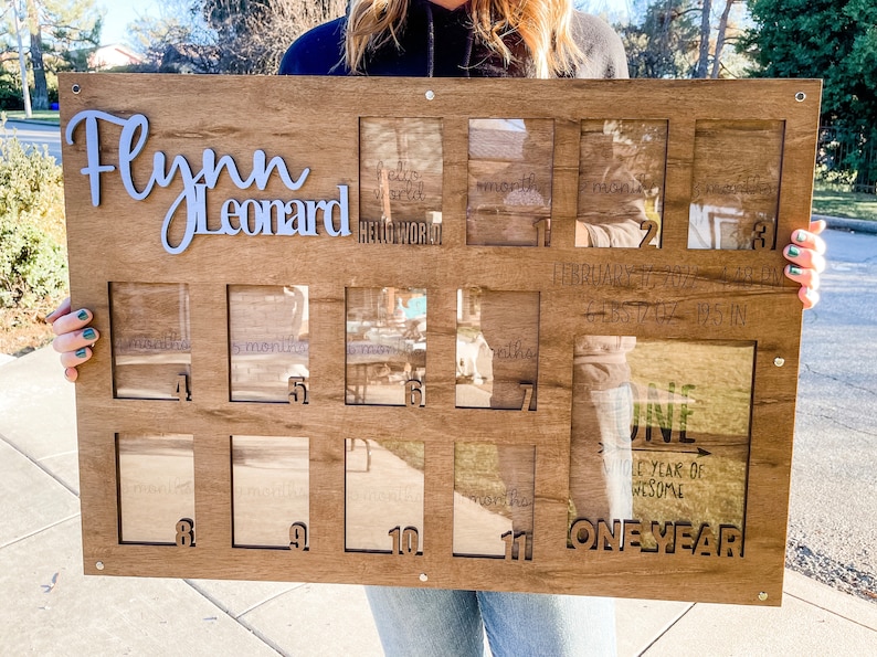 XL Baby Birth Through One Year Monthly Photo Picture Frame 4x6s and an ...