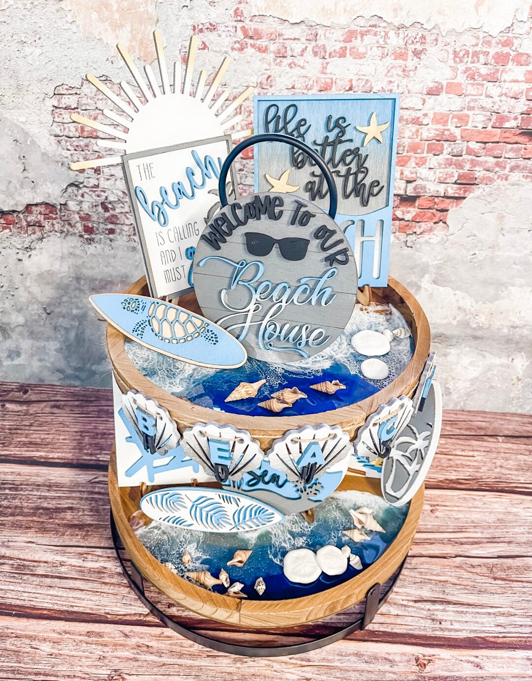 Beach House Summertime Tier Tray Decor - Etsy