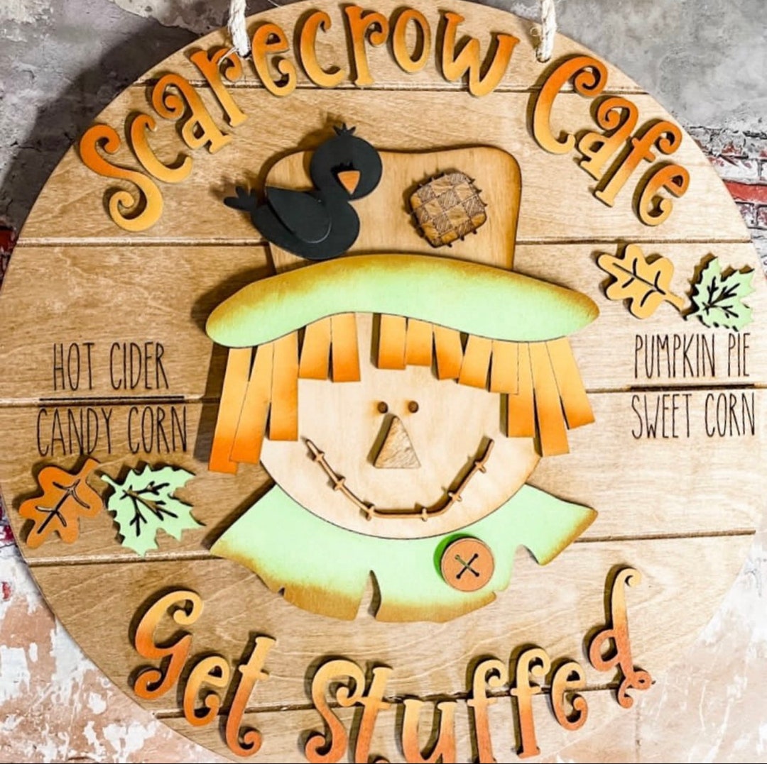 Scarecrow Cafe Round Door Sign - Etsy
