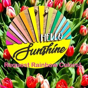 Hello Sunshine Retro Rays Door Sign - Etsy