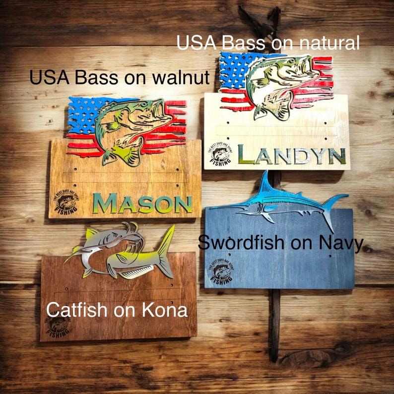 LARGE 9-rod Fishing Rod Holder Personalized Wall Mount - Etsy