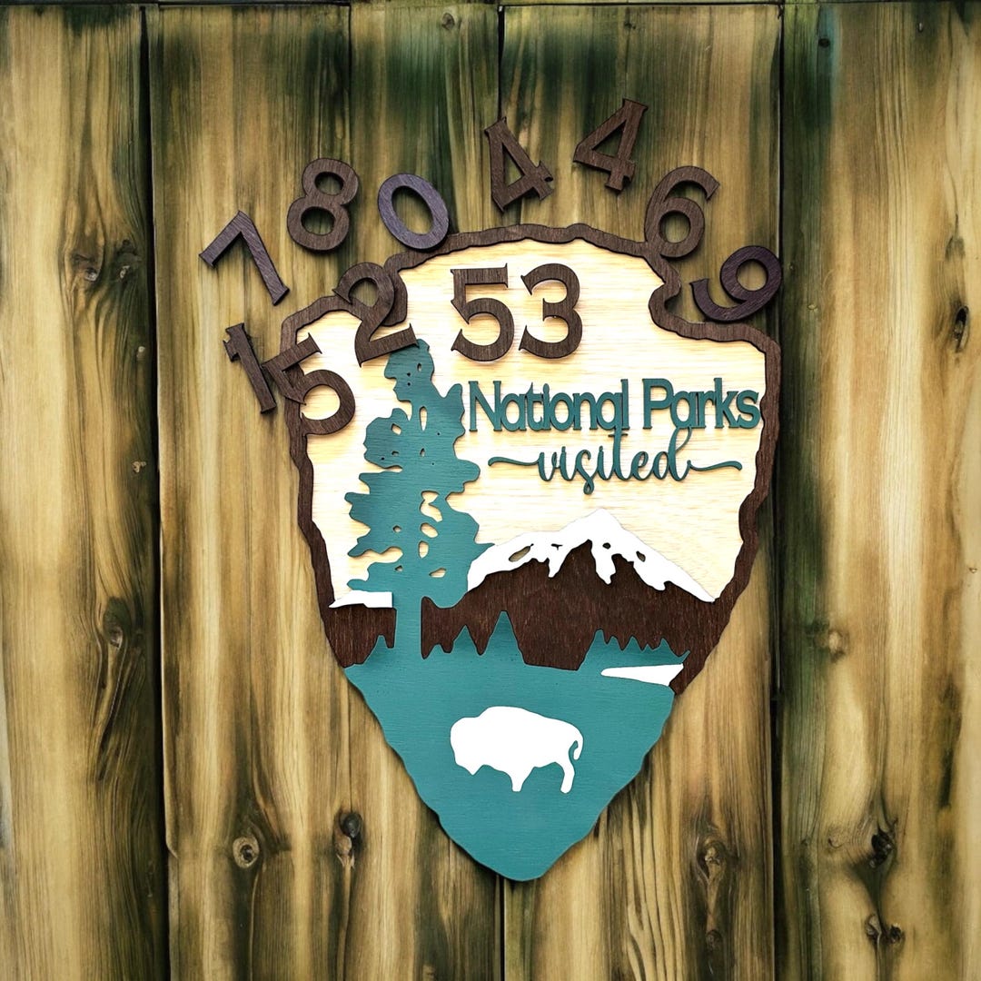 National Park Visited Camping Campsite Family Sign With Hangers and ...