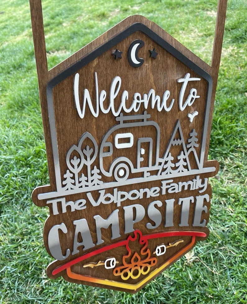Welcome to Our Mountain Campsite Personalized Sign With Yard - Etsy