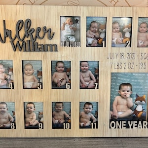 LARGE Baby Birth Through One Year Monthly Photo Picture Frame Gift - Etsy