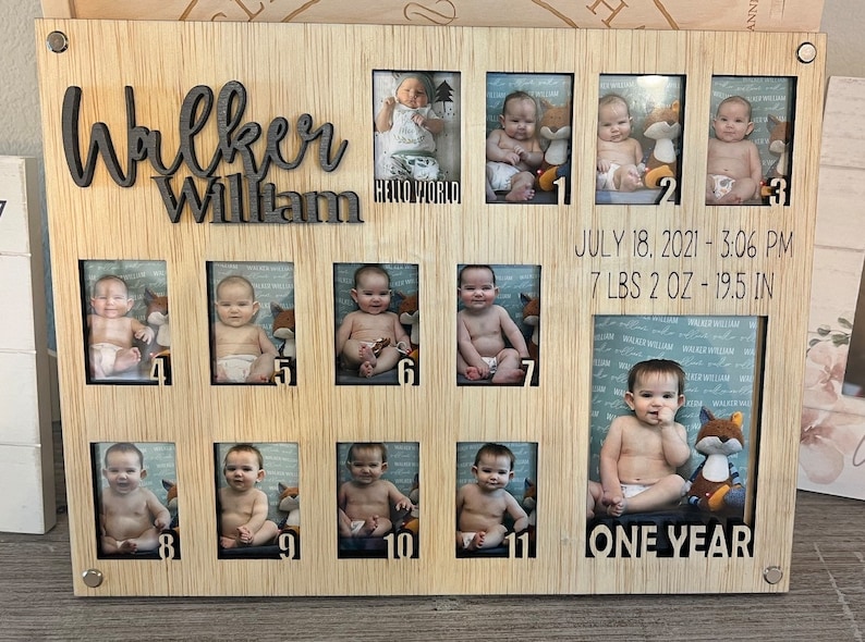 LARGE Baby Birth Through One Year Monthly Photo Picture Frame - Etsy