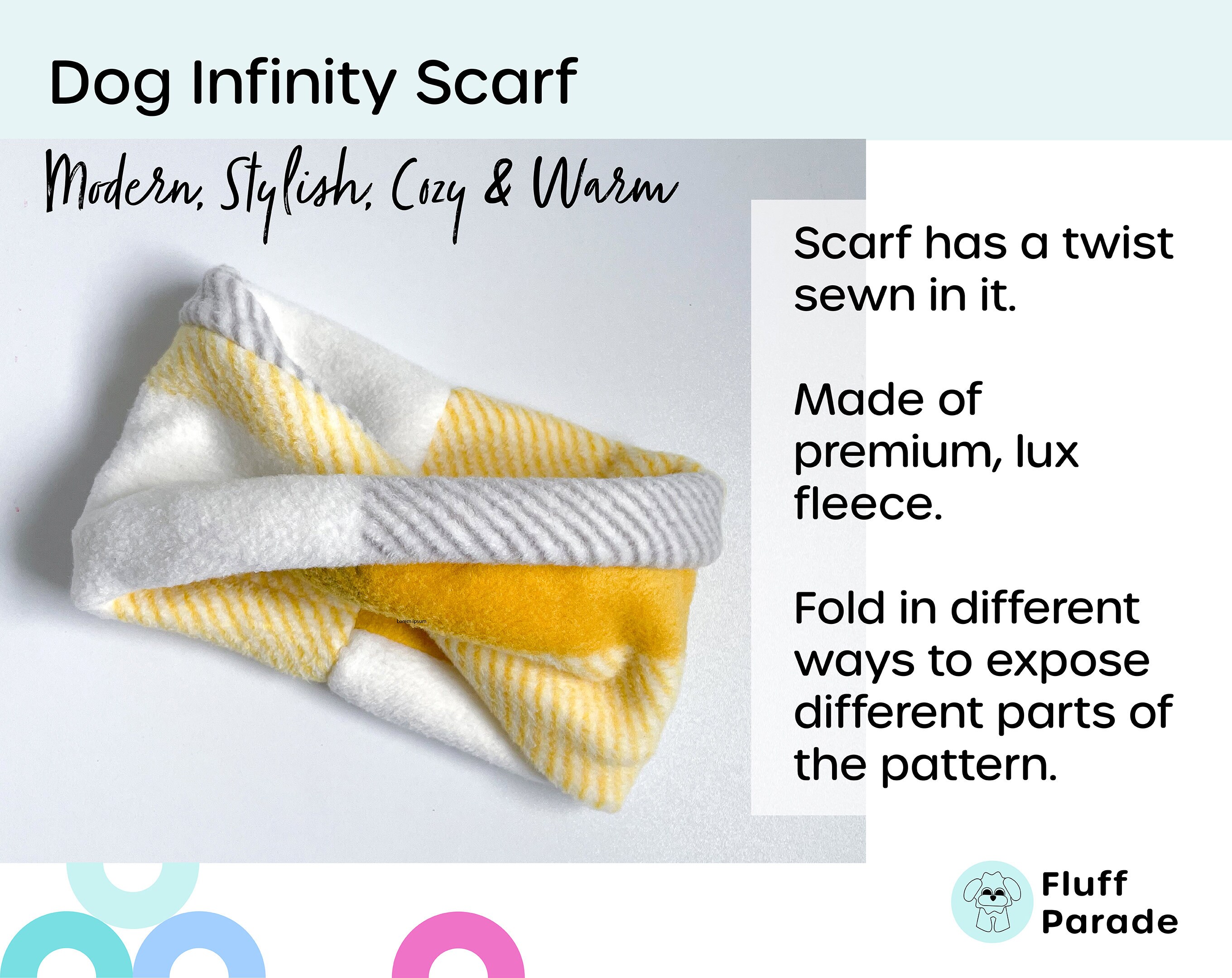 Yellow Buffalo Check Dog Infinity Scarf Yellow Fleece Dog - Etsy