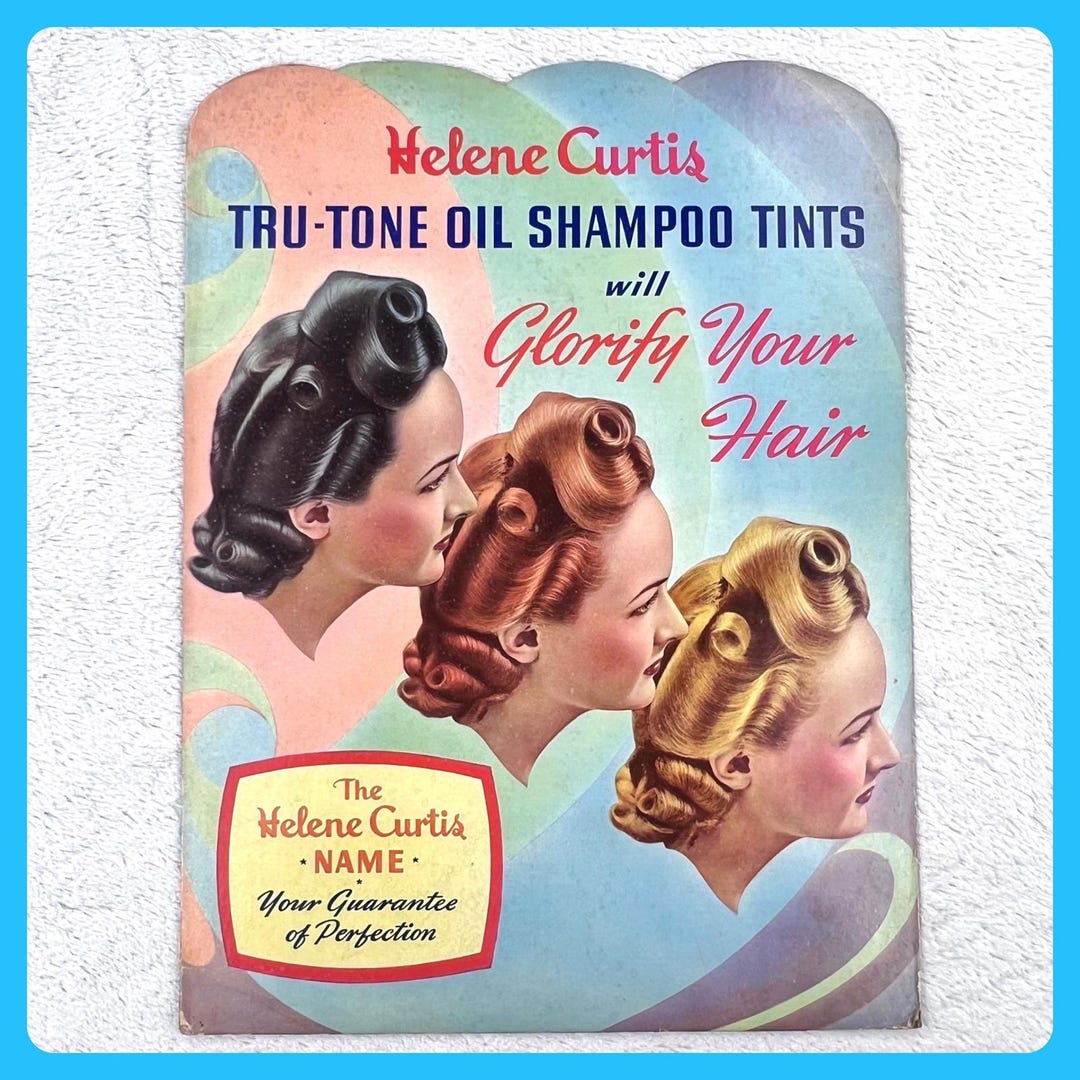 1940s Helene Curtis Hair Vintage Advertising Sign 20" Cardboard Display ...