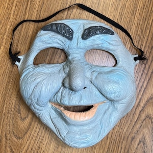 Vintage Halloween Mask Old Man Woman Fun World DIV Creepy Scary Scream ...