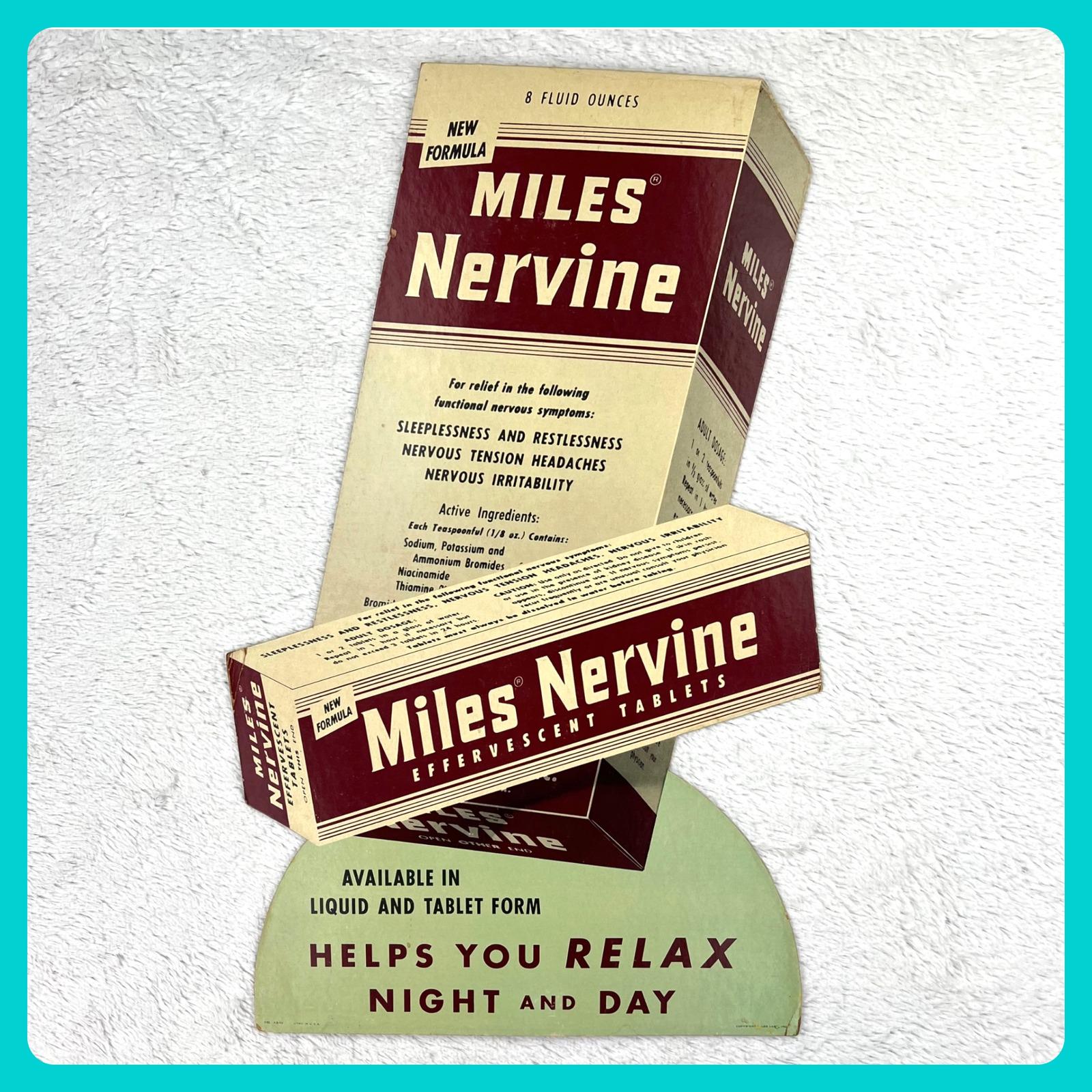 1940s Miles Nervine Advertising Sign Cardboard 13x21 Easel Back Store ...