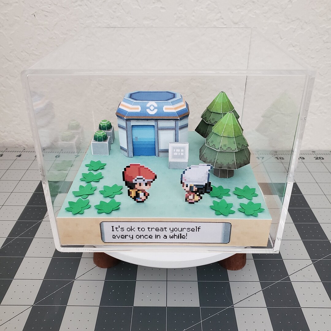 Pokemon 3D Diorama Large Poke-mart and Route Handmade Diorama Cube ...