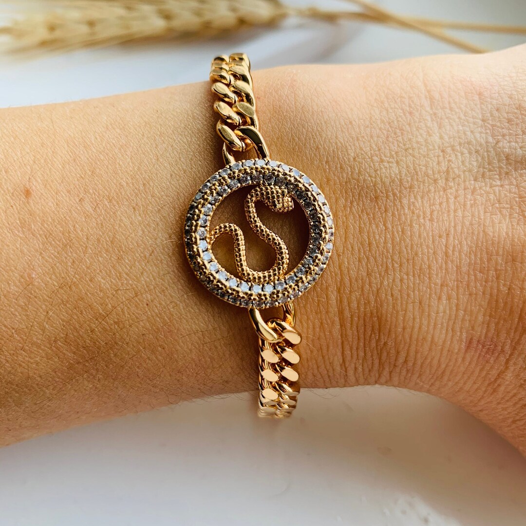 Gold Snake Bracelet: Brass Serpentia Chain Bracelet- Mother's Day Gift ...