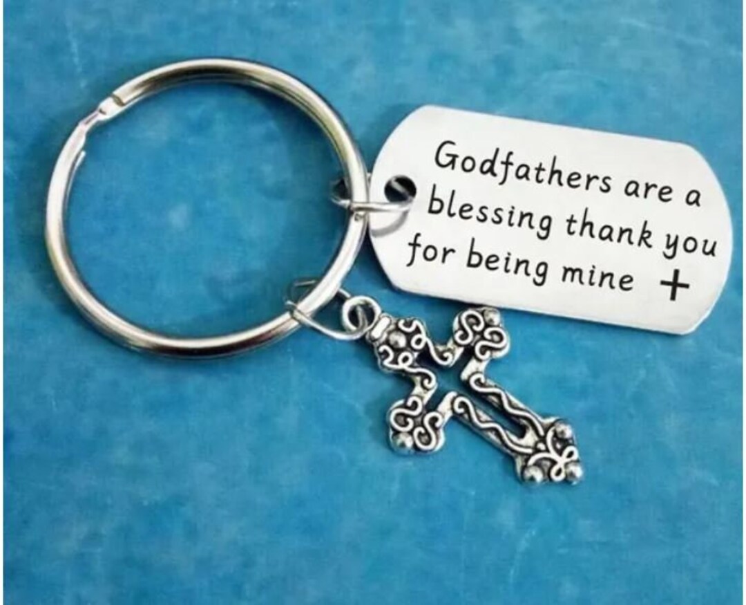 Godfather & Godmother Key Chain With a Cross Pendant - Etsy