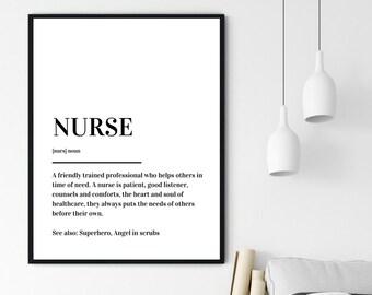 Digital Nurse Definition Print Wall Art Modern Poster Downloadable CNA ...