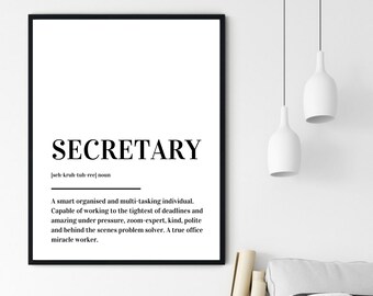 SECRETARY DEFINITION PRINT Printable Wall Art Definition - Etsy