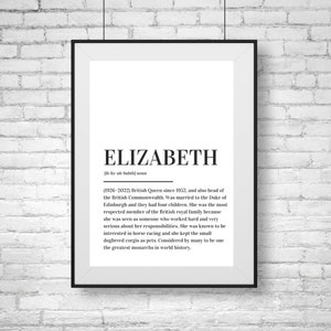 Queen Elizabeth Definition Print Poster - Etsy