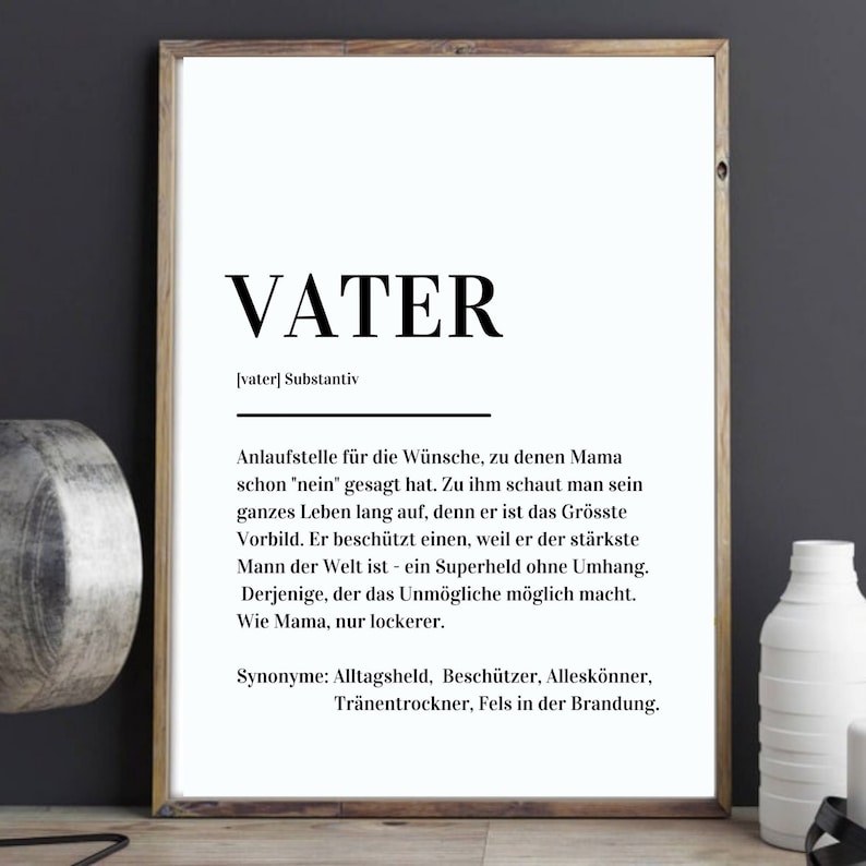 Papi Papa Vati Vater Definition Print Poster, DE - Version 3 - Etsy