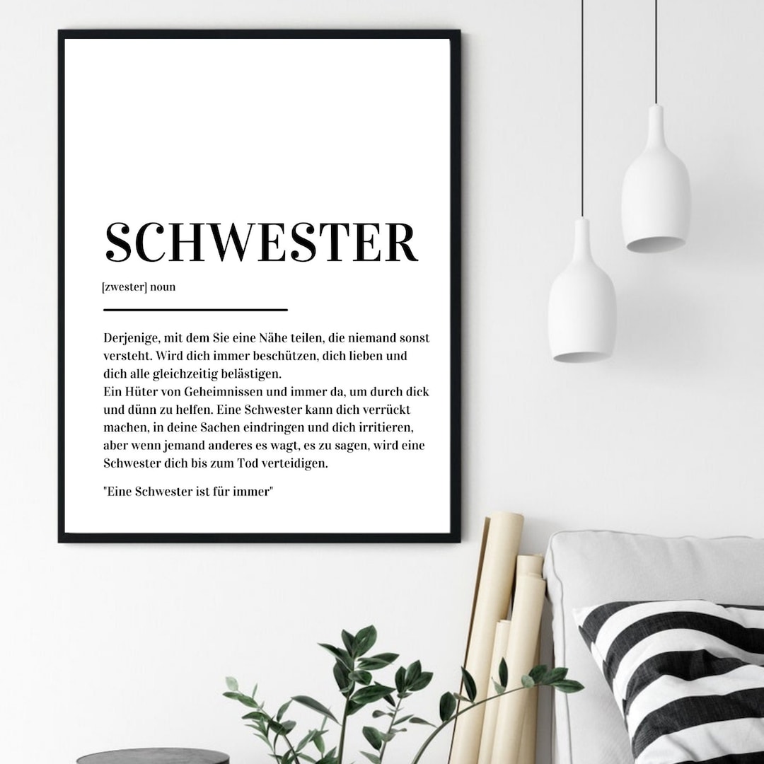 Schwester Definition Print Poster DE - Etsy