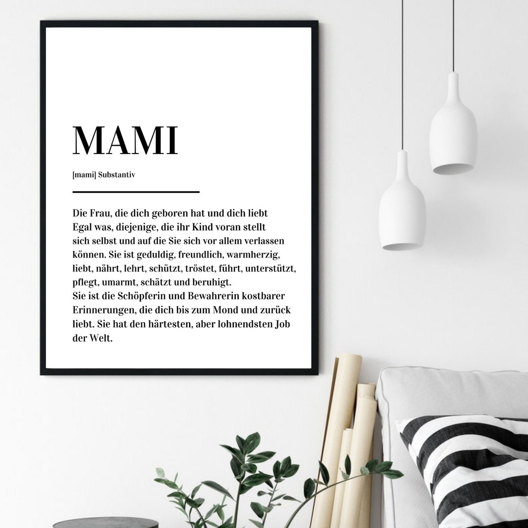 Mami Mama Mutti Mutter Definition Print Poster, DE - Version 4 - Etsy