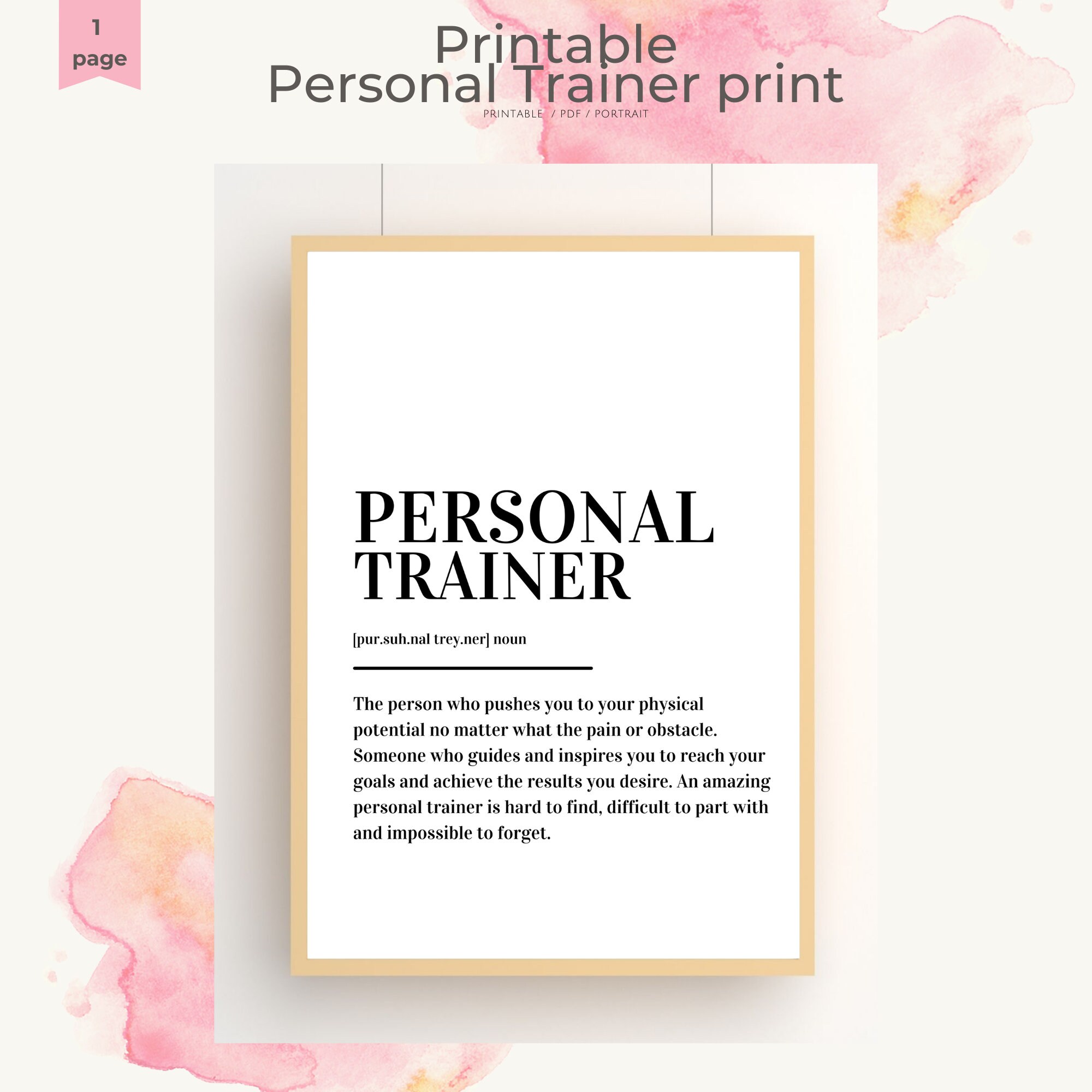 Personal Trainer Definition Print Poster - Etsy