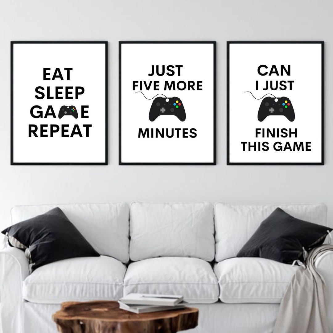 Set of 3 Gaming Prints, Kids Poster, Kids, X Game Room, Wall Art, Home ...