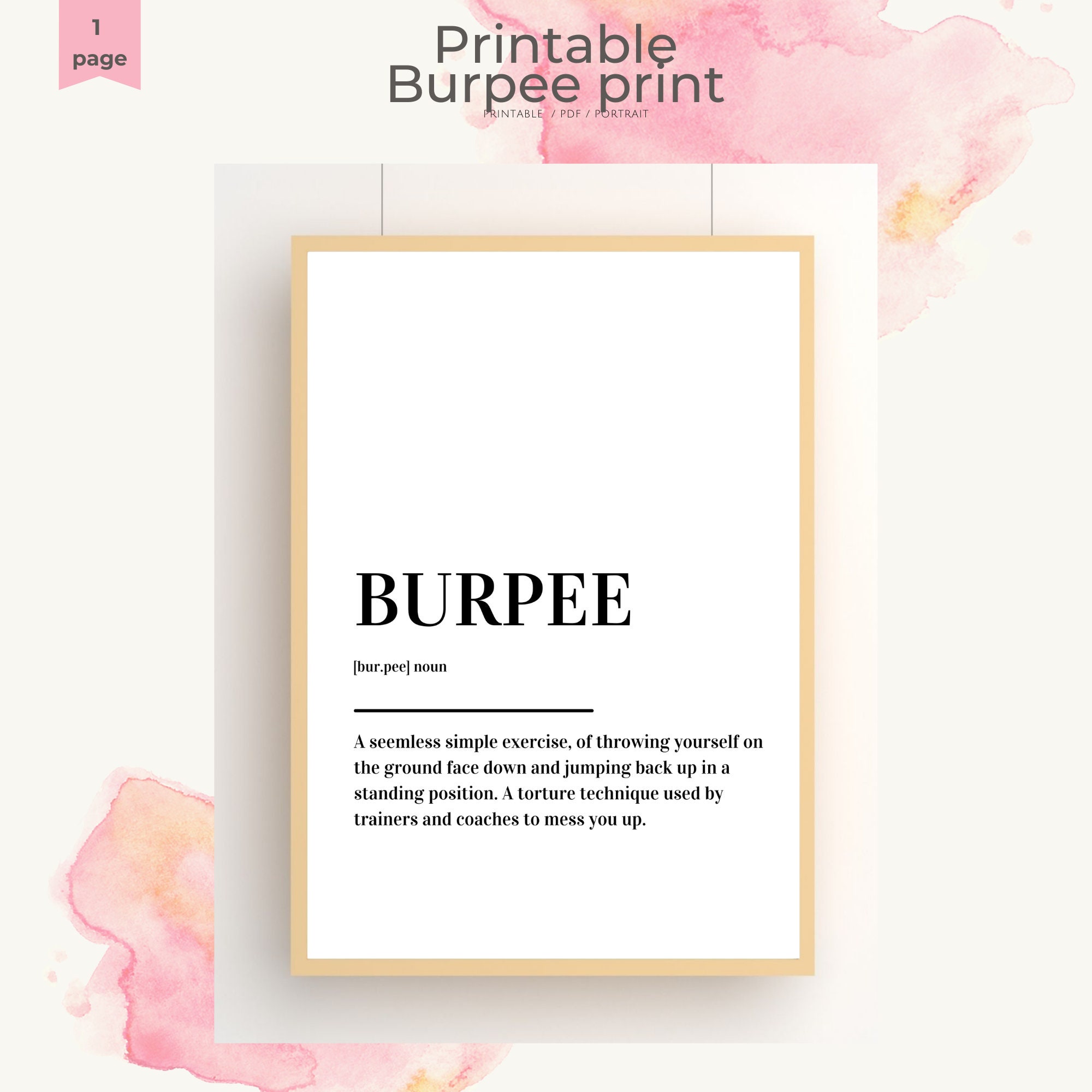 Burpee Definition Print - Etsy