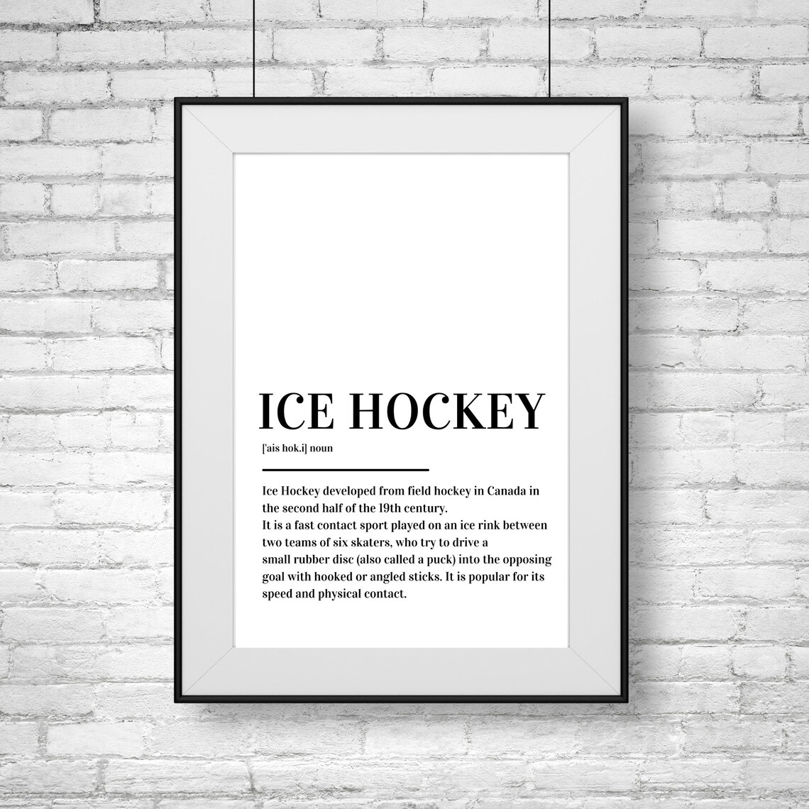 Ice Hockey Definition Print Poster - Etsy
