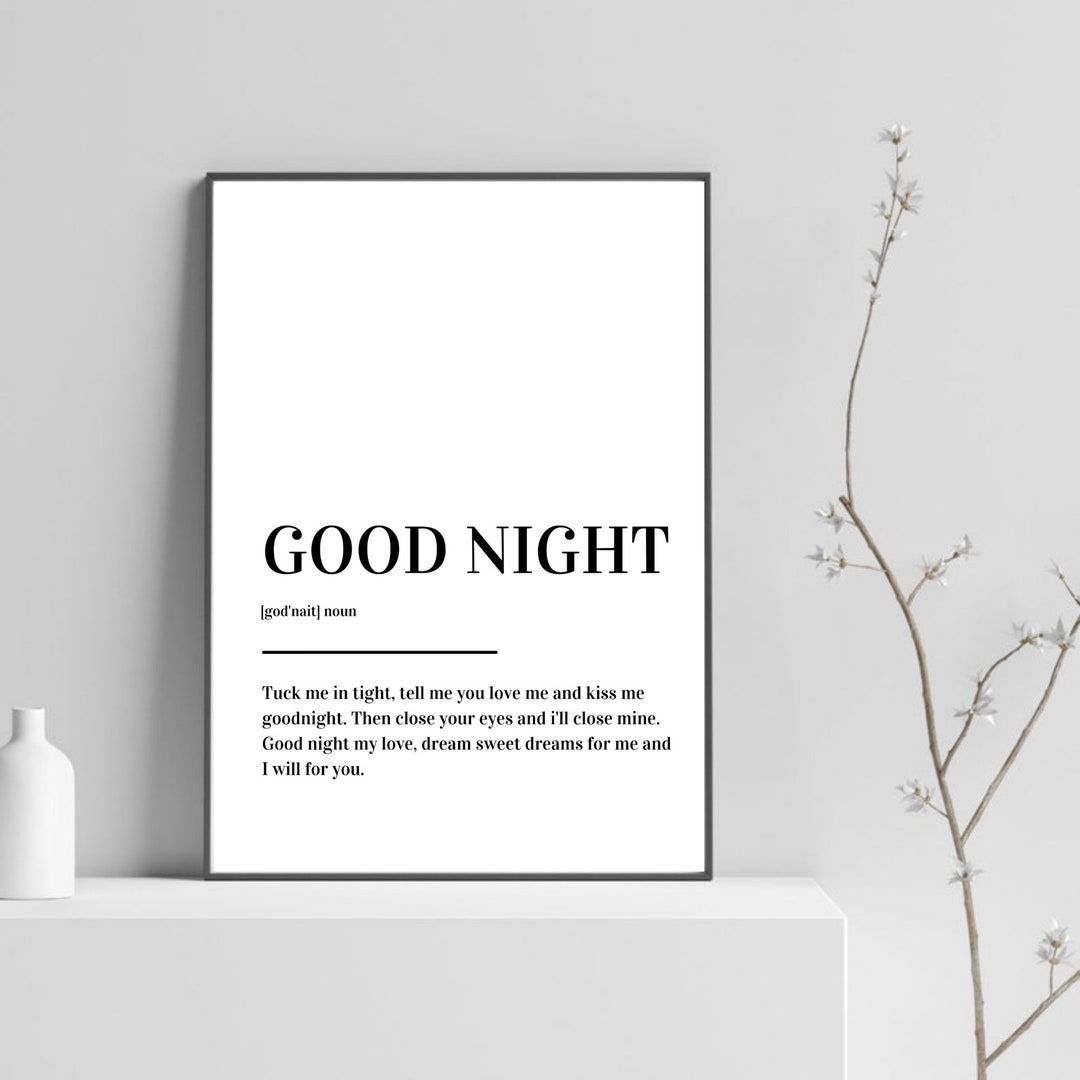Good Night Definition Print Poster - Etsy