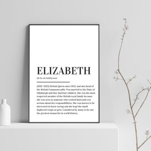 Queen Elizabeth Definition Print Poster - Etsy