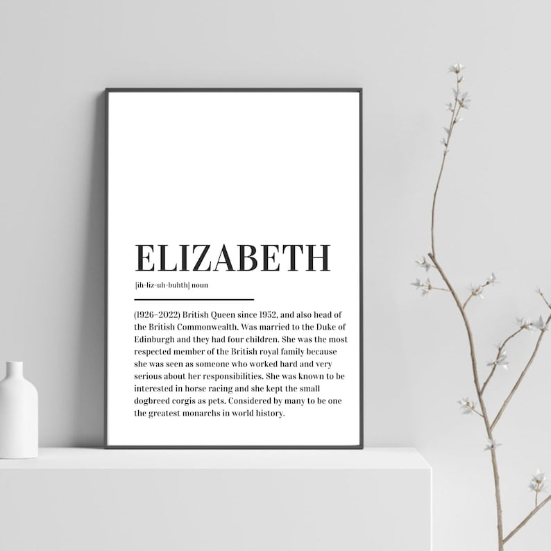 Queen Elizabeth Definition Print Poster - Etsy