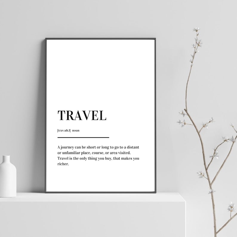 Travel Definition Print Poster - Etsy