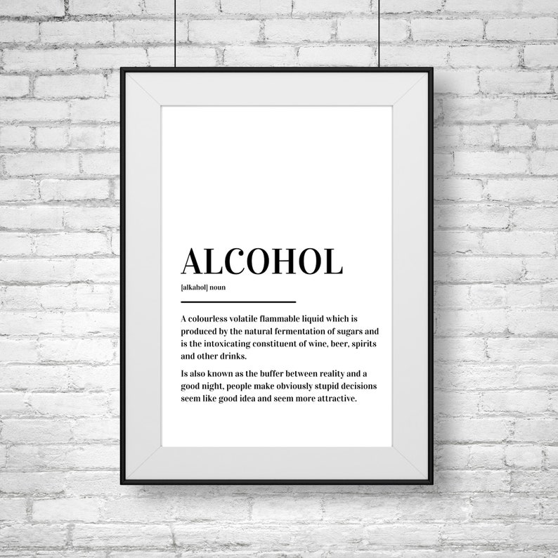 Alcohol Definition Print Poster - Etsy