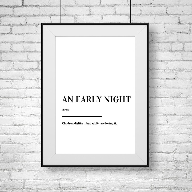 An Early Night Definition Print Poster - Etsy