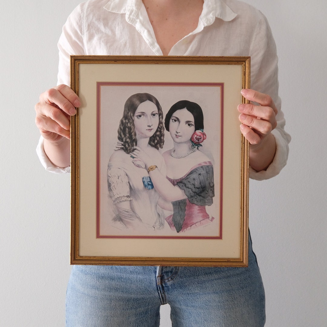 Vintage Antebellum Female Portrait Print, Vintage Art Print, Framed ...